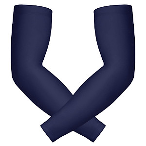 HDE Arm Compression Sleeves for Kids Basketball Shooting Sleeve - Youth Sports Football Baseball Softball Navy Blue - YS