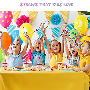 12 Reusable Donut Drinking Plastic Straws for Girls and Boys Birthday Party | Donut Grow Up Theme Party Favors with 1 Cleaning Brush