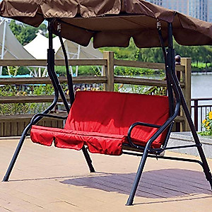 Omabeta Swing Cushion Cover, Swing Cushions 3 Seater Replacement, 3 Seater Chair Waterproof Cushion Swing Seat Cushions Seat Cover for Patio Garden Yard, Replacement Cushions for Outdoor Swing(Red)