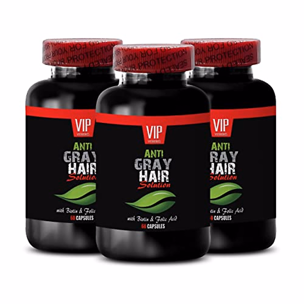 Biotin 300 mg - Gray Hair Solution - Anti Gray Hair Pills, biotin Vitamins for Hair Skin and Nails, Paba Supplement, Anti Gray Hair Supplement, catalase Supplement Grey Hair, 3 Bottles 180 Capsules