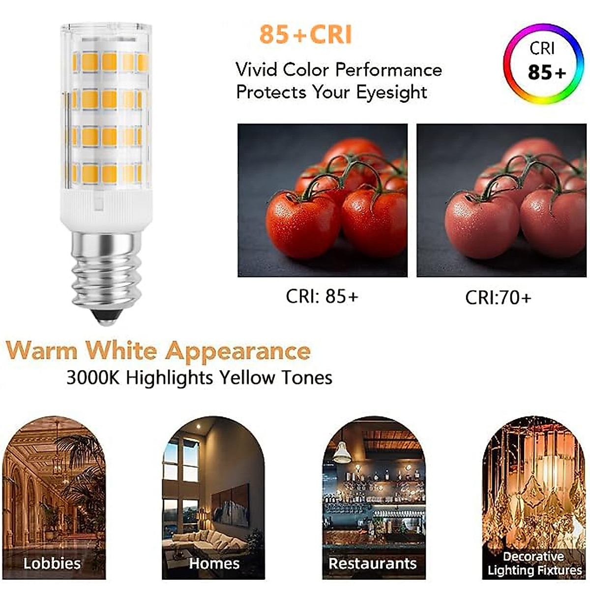 Fglyniy Candelabra LED Light Bulbs, E12 Candelabra Bulb 40 watt Equivalent,4W Warm White 3000K, Small Candelabra Bulbs Dimmable,Ceiling Fan Bulbs,Wall Sconces,Christmas Lighting.(Pack fo 5)