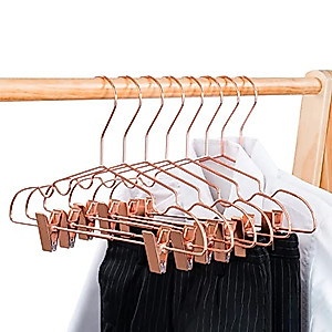 10Pack Koobay 13" Rose Copper Gold Shiny Metal Wire Top Clothes Hangers With Clips for Shirts Coat Storage & Display
