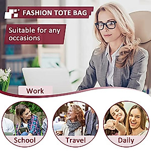 VASCHY Satchel Bag for Women, Faux Patent Leather Top Handle Handbag Work Tote Purse with Triple Compartments Burgundy