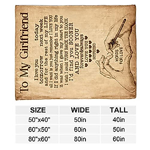Gifts for Girlfriend to My Girlfriend Blanket Anniversary Romantic Gifts for her Best Birthday Gifts for Girlfriend from Boyfriend I Love You Gifts for Women Healing Thoughts Fleece Blanket 50"x60"