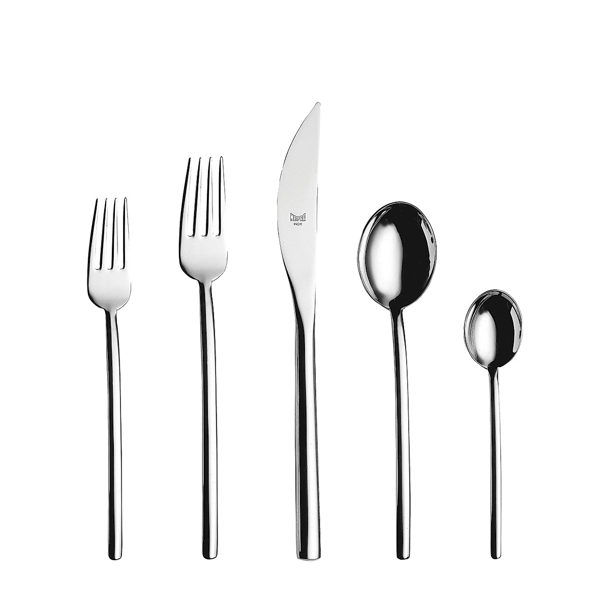 Mepra Due Stainless Steel Cutlery Set for 12, 126 Pieces, Spoons, Forks and Knives, Silver