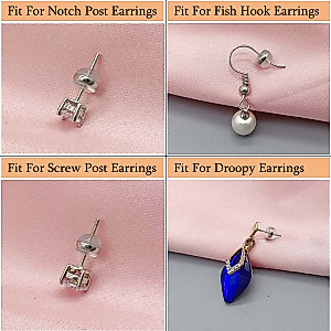 DELECOE 12pcs Soft Silicone Earring Backs for Studs Silver&Gold Belt Rubber Earring Backs Replacements Hypoallergenic Safety Plastic Earring Back for Studs Earring Hoops Fish Hook