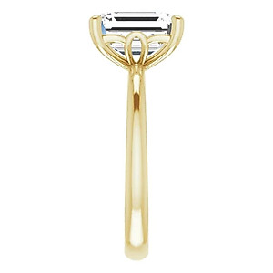 Moissanite Engagement Ring 2 Carat Emerald, Handmade 925 Silver, 10K/14K/18K Solid Gold, Solitaire Ring Bridal Wedding Gifts for Women, Anniversary Ring, VVS1, Colorless (925 Silver (Yellow Gold Plated))