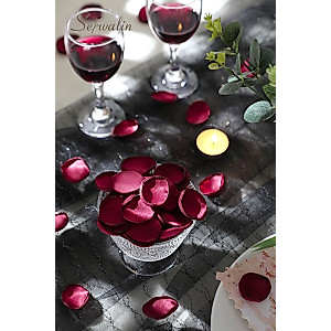 Serwalin 300pcs Silk Rose Petals for Weddings Flowers Petals for Valentine's Day Burgundy Petals Fake Rose Petals Flower Girl Petals for Wedding Flower Girl Basket Aisle Runner Bridal Shower