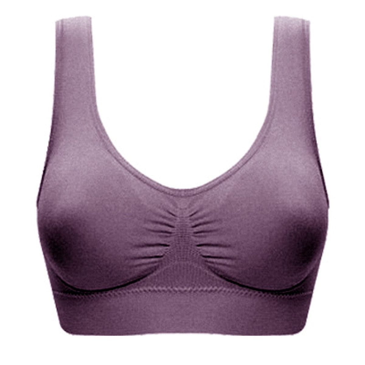 Ausyst 5 Pack Sports Bras Women Seamless Wirefree Solid Color Yoga Bra with Removable Pads for Women Fitness Vest Tops