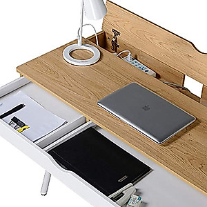 Techni Mobili Modern Multi Computer Desk with Storage, 30" x 21.7" x 45.3", Pine