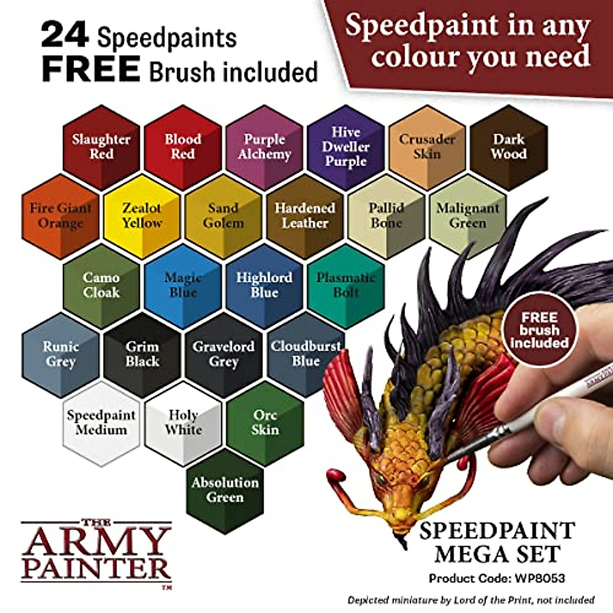 The Army Painter Speedpaint Mega Set - 24 x 18ml Speed Model Paint Kit Pre Loaded with Mixing Balls and 1 Brush- Base, Shadow and Highlight in One Miniature and Model Paint Set for Plastic Models
