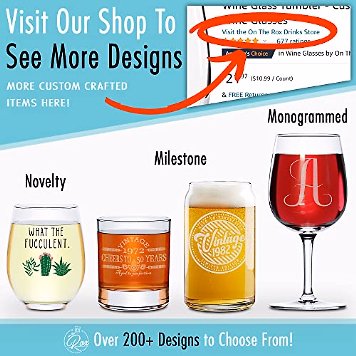 On The Rox Drinks Monogrammed Gifts For Women and Men - Letter A-Z Initial Engraved Monogram Stemless Wine Glass - 17 Oz Personalized Wine Gifts For Women and Men (K)