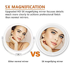 5X Magnifying Mirror with Light Makeup Mirror with Lights LED Lighted Makeup Mirror Vanity Mirror with Lights Flexible Gooseneck Mirror with Lights with Powerful Suction Cup