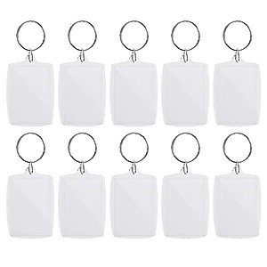Lusofie 10Pcs Clear Photo Keyring Keychain Acrylic Photo Picture Keychains Double Sided Picture Holder with Split Ring for Family Friend Photo Crafting Gift(2.1inch x 1.57inch)