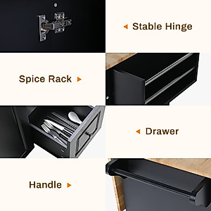 Kitchen Island with Storage,Kitchen Island on Wheels,Island Table for Kitchen,Rolling Kitchen Island,Kitchen Island Cart with Spice Rack, Towel Rack & Drawer, Expandable Top Large Kitchen Trolley Cart