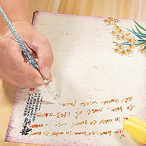 molshine Handmade Glass Dip Pen Crystal Calligraphy Pen Signature Dipped Pen for Artist Women Men Teens,Writing Drawing Decoration Gifts (blue)