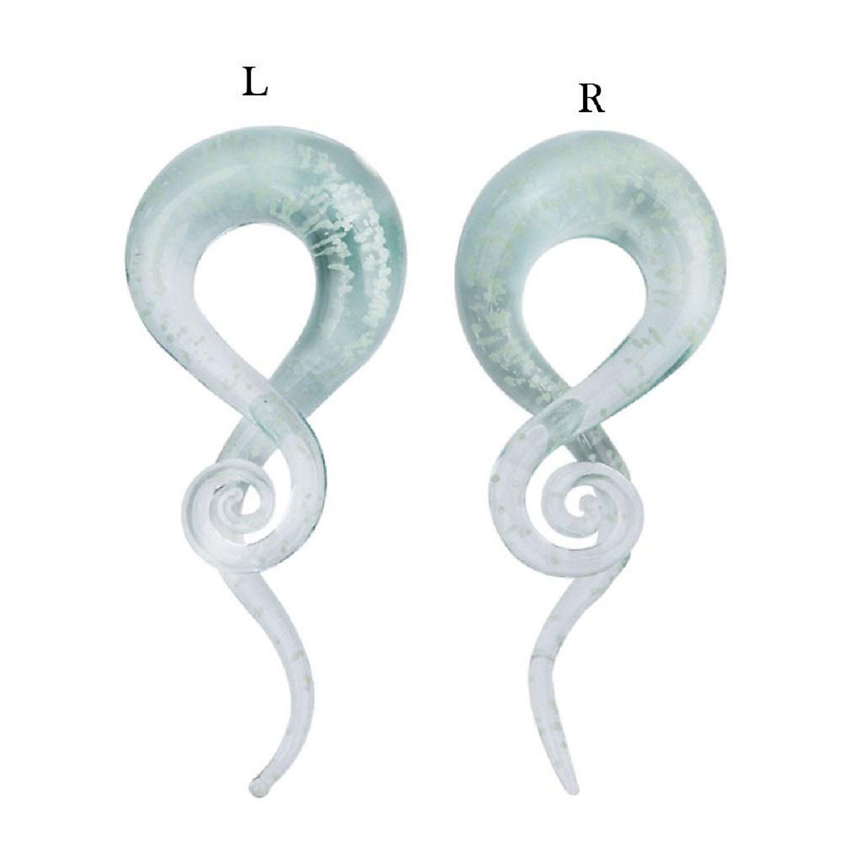 Changgaijewelry Glow in the Dark Glass Spiral Tapers Kit with Plugs 4 Pieces Plugs Set (2g(6mm))