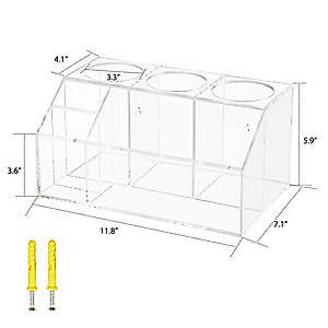Sumerflos Acrylic Hair Tool Organizer, Hair Dryer Holder and Styling Tool Accessories Organizer for Toiletries, Bathroom Supplies Vanity Countertop Storage Blow Dryer, Makeup, Curling Iron - Clear