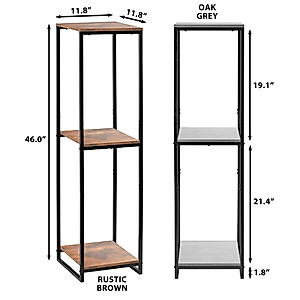 JEPRECO 46" Tall Plant Stand Indoor, 3-Tier Modern Plant Shelf, Corner Flower Pot Holder Organizer for Living Room Balcony Patio Garden (Oak Grey)
