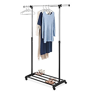 Whitmor Deluxe Adjustable Garment Rack - Rolling Clothes Organizer - Black and Chrome