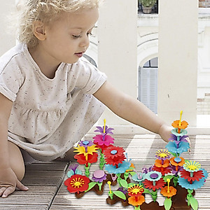Cllayees 148 Pcs Flower Garden Building Toy Set for Kids, Building Blocks Pretend Gardening Set Preschool Educational Activity Stem Flower Garden Stacking Game Gift for Boys Girls Age 3-7 Year Olds