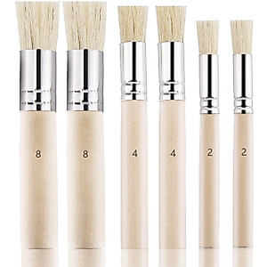 LUTER 6Pcs Wooden Stencil Brushes, Natural Bristle Stencil Brushes for Acrylic Painting, Oil Painting, Watercolor Painting, Card Making, DIY Art Crafts Project (3 Sizes)