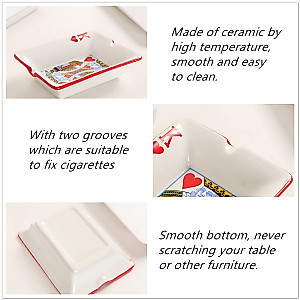 Ashtray Ceramic Poker Ashtrays Cigarette Ash Tray for Home Office Decoration Outdoor Ash Tray for Cigarettes Cigar Ashtray Home Ashtrays(Block K)