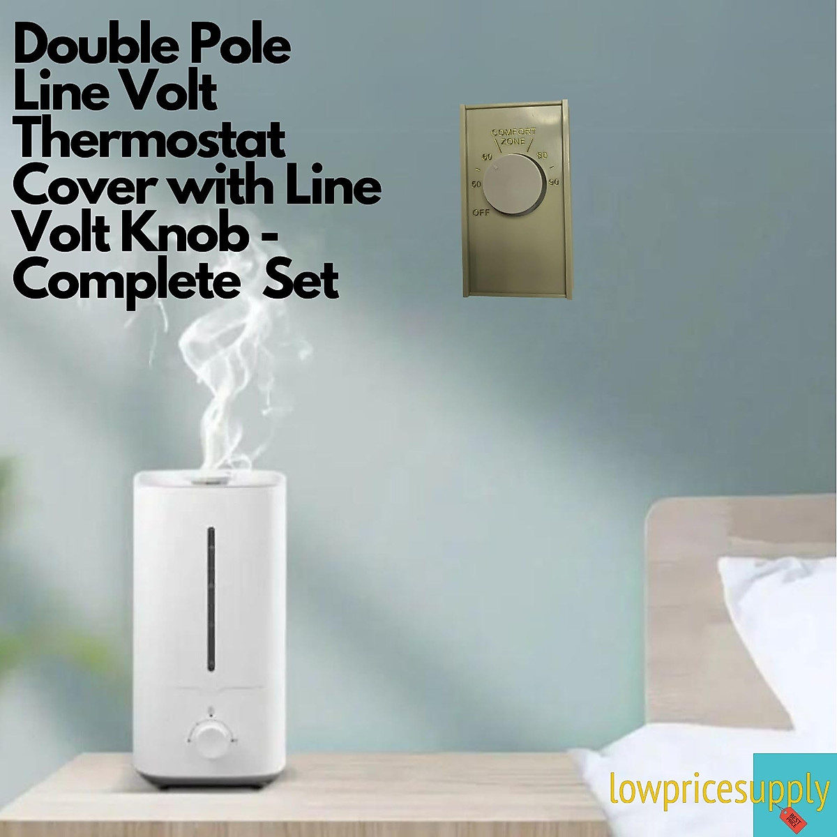Ivory Single Pole Line Volt Thermostat Cover w/Line Volt Thermostat Knob Set - Replacement for Old Style S22 and D22 Thermostats - Easy to Install - Durable and Stylish