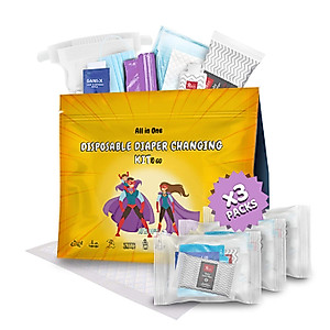 Disposable Diaper Changing Kit to Go | Contains 3 Individual Packs | Perfect for Travel | Portable Baby Changing Essentials Must Haves (4)