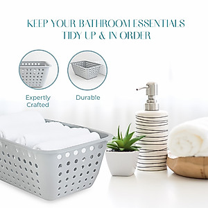 Large Storage and Organizer Baskets, Set of 3 Containers for Home Organization, Durable Plastic Laundry Bins With Handles (3-Pack Gray)