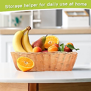 Mumufy 6 Pcs 12.6 x 9.5 x 3.2 Inches Plastic Bread Baskets for Serving Empty Oval Basket Bin Fruit Food Woven Baskets for Harvest Season Gifts Storage Kitchen Display Restaurant Tabletop