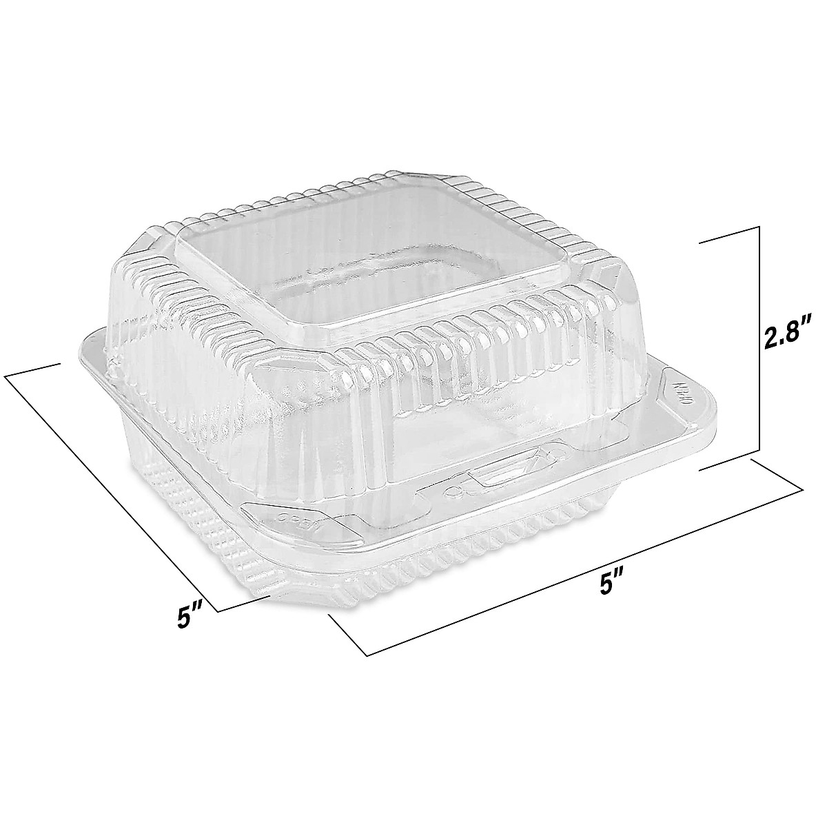 MT Products Clear Plastic Square Hinged Food Container, 5" Length x 5" Width x 2.75" Depth (40 Pieces) and Aluminum Foil 9 in x 13 Pans Half Size Medium 40 Gauge Table Tin Pans (25 Pieces)