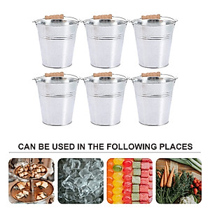 Zerodeko 6Pcs Small Metal Bucket Ice Bucket Milk Can French Fries Holder Snack Candy Nut Storage Bucket Mini Tin Pails for Party Favors