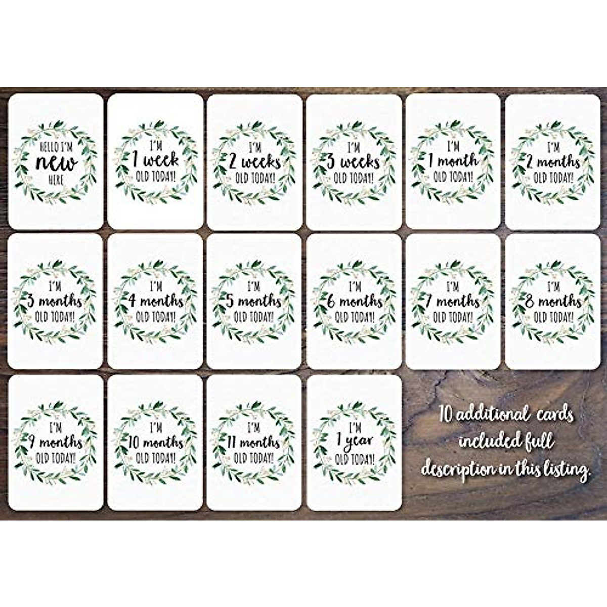 CoCreative Design Newborn Baby First Year Progress Report Cards (Set of 26) - Unique Shower Prop Gift with Cute Sayings and Floral Wreath Prints - Perfect for New Moms and Parents