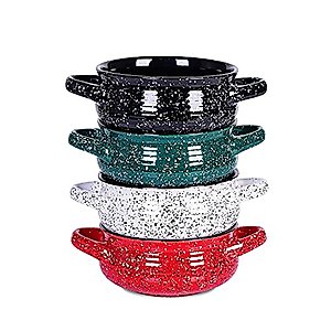 Cutiset 20 Ounce Speckled Glaze Ceramic Soup Bowls with Handles,for French onion, Soup, Chili, Set of 4
