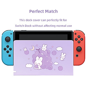 GeekShare Anti Scratch Switch Dock Cover- Hard Faceplate Sleeve Pad for Switch Dock- DIY Replacement Shell Compatible with Nintendo Switch Dock(Grape Rabbit)