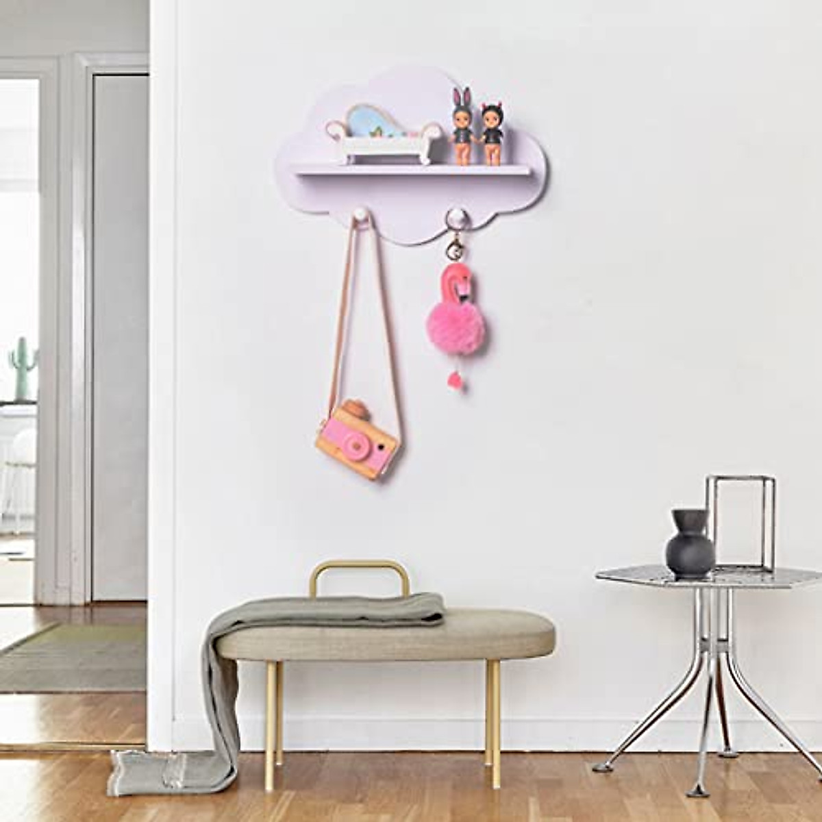 Cloud Shelves Cloud Shape Wood Floating Shelf White Floating Shelves Wall Mount Display Board Coat Hanger Storage Rack Nursery Accessories