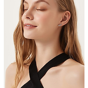 TIGRADE Stud Earrings Marquise Cubic Zirconia Rhinestone Crawler Style Wedding Earrings 925 Sterling Silver Post Hypoallergenic for Women, Brides, Bridesmaid, Silver