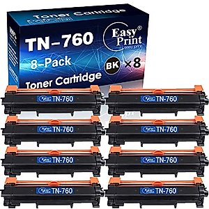 EASYPRINT 8X Compatible 760 Toner Cartridge Replacement for TN760 TN-760 Used for Brother DCP-L2550DW, HL-L2350DW, L2370DW, L2370DW XL, L2390DW, L2395DW, MFC-L2710DW, L2750DW, L2750DW XL, (8-Pack)