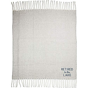Pavilion Gift Company Lake-Blue 50x60 Inch Embroidered Text Throw Blanket Retirement Gift, Grey