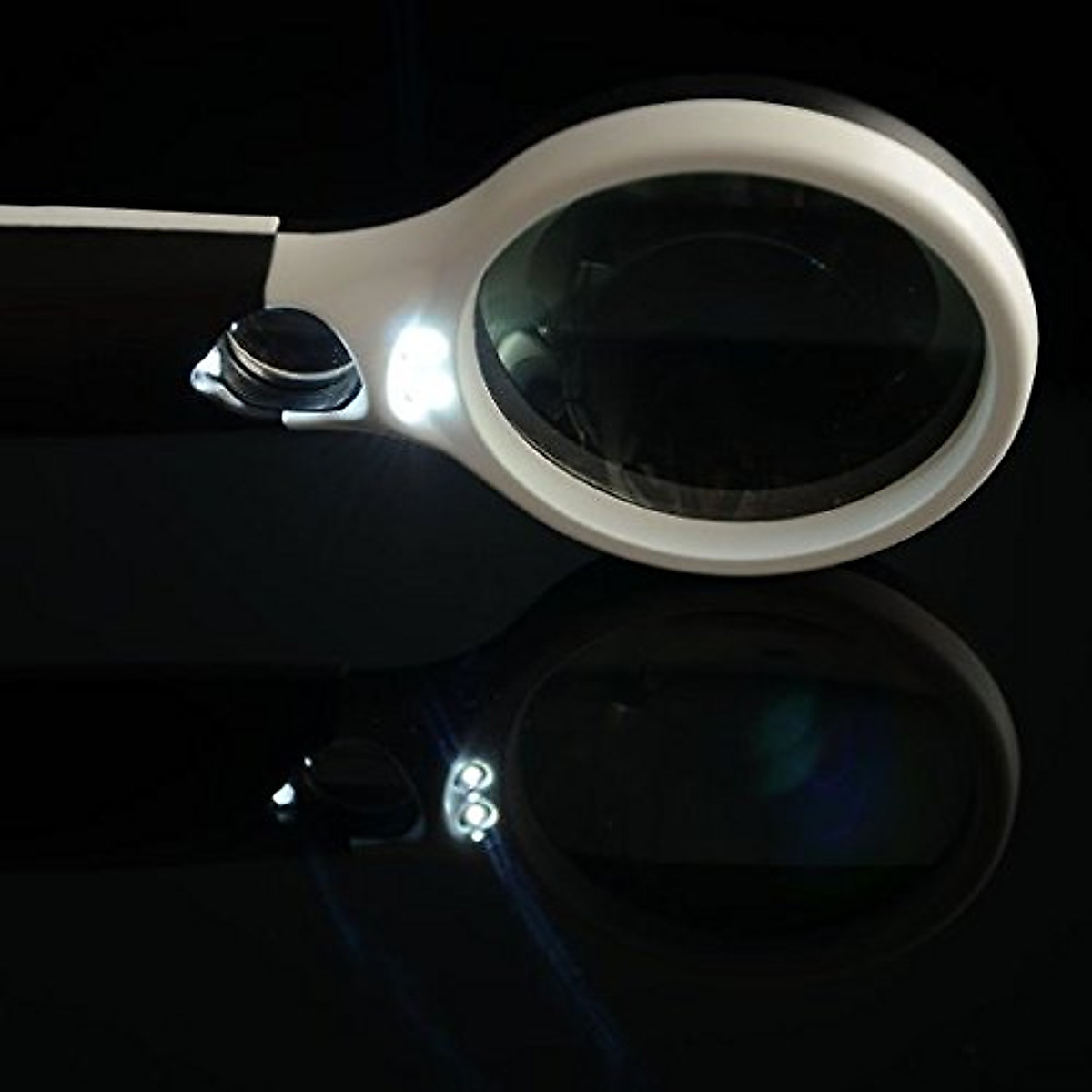 Magnifier 3 LED Light, Marrywindix 3X 45X Handheld Magnifier Reading Magnifying Glass Lens Jewelry Loupe White and Black