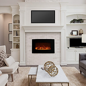 Northwest 36" Curved Color Changing Fireplace Wall Mount Floor Stand, Midnight