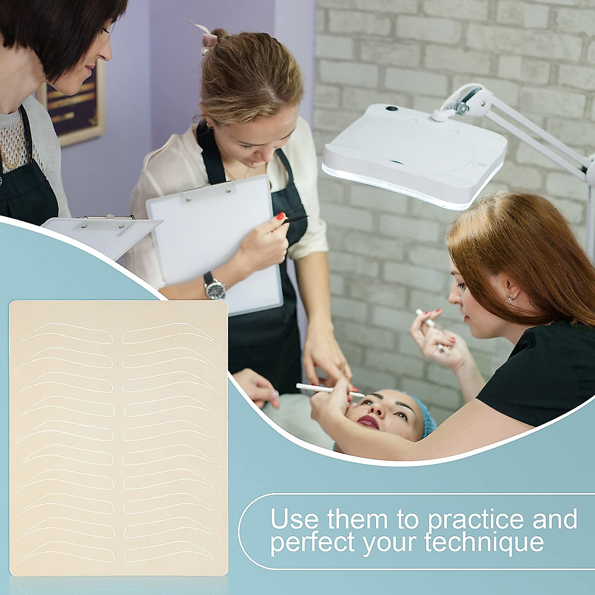 20 Pieces Microblading Supplies Double Sided Practice Skin for Eyebrows Tattoo Fake Skin Rubber Microblading Kit No Ink Makeup Silicone Skins to Practice Brow