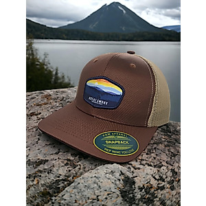 Great Smoky Mountains Trucker Hat with National Park Woven Patch (Brown/Tan)