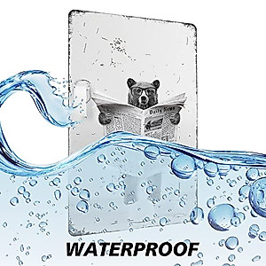 Funny Bear Tin Sign,Black and White Bear Metal Sign,Bear Poster Bear Metal Tin Sign,Rustic Farmhouse Style Wall Decor for Living Room, Bathroom, Bedroom, Kids Bathroom Decor - 8x12 Inch