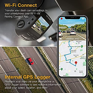 Rexing V1GW-4K Ultra HD Car Dash Cam w/Built-in GPS Logger, 2.4" LCD Screen,Wi-Fi,170° Wide Angle Dashboard Camera Recorder with G-Sensor, WDR, Loop Recording, Supercapacitor, Mobile App, up to 256GB