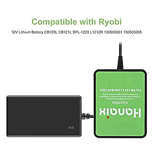 Hanaix 12V Lithium Charger for Ryobi CB120L CB121L BPL-1220 L1212R CD100 130503001 130503005 (not for CB120N) Ryobi 12V Portable Charger