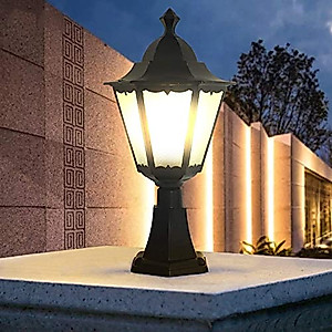 MODEBHD Rustproof Patio Column Light High Brightness E27 Edison Glass Post Lamps Outdoor Waterproof Aluminum Pillar Lantern for Villa Garage Clubhouse Swimming Pool Floor-Standing Lighting