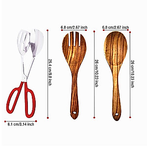 Buffet Tongs,Acacia Salad Servers,AIVS Stainless Steel Buffet Party Catering Serving Tongs and 10" Wood Spoon & Fork Set Cooking Utensils,Set of 3