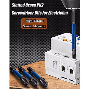 Saipe 10pcs Magnetic Special Flat Slotted Phillips Cross Head Screwdriver Bit Sets for Electrician PH2 Bit 1/4 Inch Hex Shank Screw Driver Drill Bit